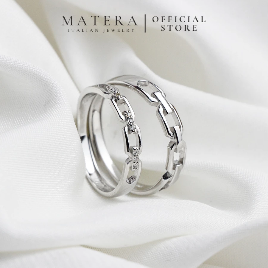 Nhẫn cặp đôi bạc 𝐔𝐧𝐢𝐭𝐲 𝐂𝐡𝐚𝐢𝐧 MATERA S925 - Matera